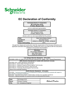 Battery Manager EC Declaration of Conformity Certificate | Schneider ...