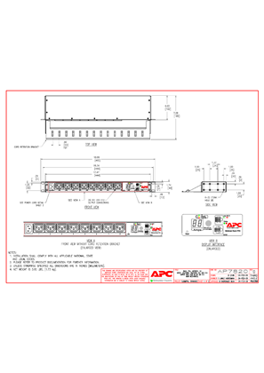 AP7820 - Rack PDU, Metered Technical Drawing | Schneider Electric