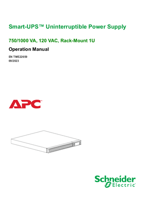 Operation Manual Smart-UPS 750/1000 VA, 120 VAC, Rack-mount 1U ...