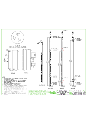 AP8941 - Rack PDU 2G, Switched, ZeroU, 30A, 200/208V Technical Drawing ...