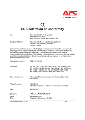 CE Declaration of Conformance NBWC100U Déclaration de conformité ...