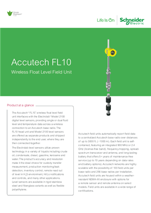 Accutech FL10 Wireless Float Level Field Unit | Schneider Electric