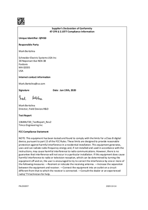 Trio QP450 Suppliers Certificate of Conformity | Schneider Electric