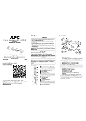 NetBotz Rack Monitor 250 with NMC3 NBRK0250A Installation und ...
