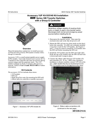 Installation Manual | ASCO SERIES 300 Group G Controller Accessory ...
