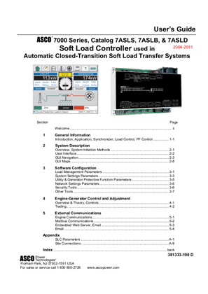 Operators Manual | Soft Load Controller for ASCO 7000 SERIES Soft Load ...