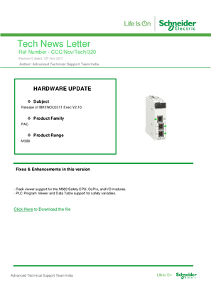 Release of BMENOC0311 Exec V2.10 Other technical guide | Schneider Electric