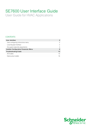 SE7600 Room Controllers User Interface Guide | Schneider Electric
