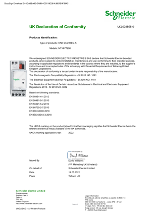 UK Declaration of Conformity Declaración de conformidad | Schneider ...