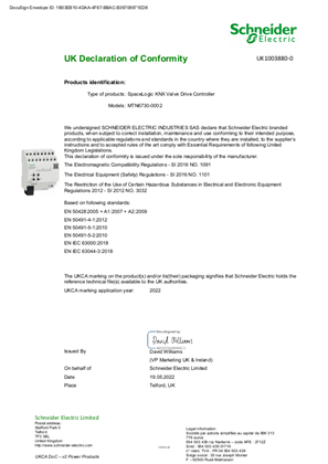 UK Declaration of Conformity Declaración de conformidad | Schneider ...