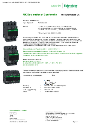 UKCA Declaration TeSysD_LC1D25-38&LC2D25-38_electronic Declaración de ...