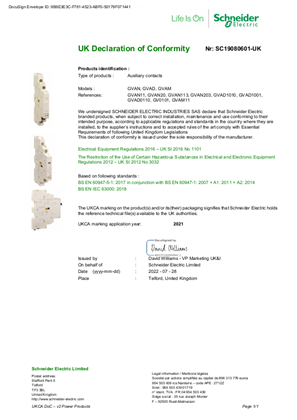 UKCA Declaration TeSys GVAN&GVAD&GVAM Declaration of conformity ...