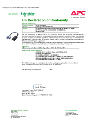 UKCA Declaration of Conformity_KVM APC Connector KVM-USB Series ...