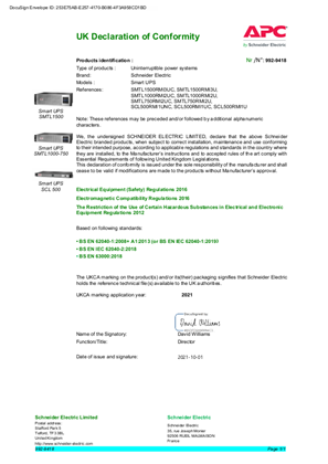UK Declaration of Conformity | Schneider Electric