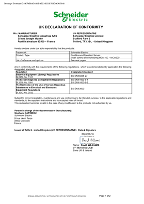 UK DECLARATION OF CONFORMITY | Schneider Electric