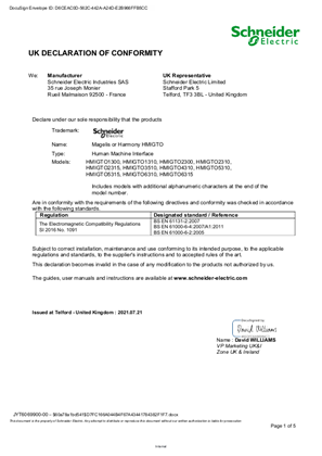Harmony, HMIGTO, Declaration of Conformity, UKCA, Schneider Electric ...