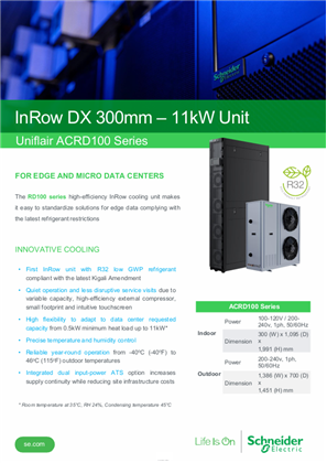 Uniflair InRow ACRD100 series - 1 pager | Schneider Electric