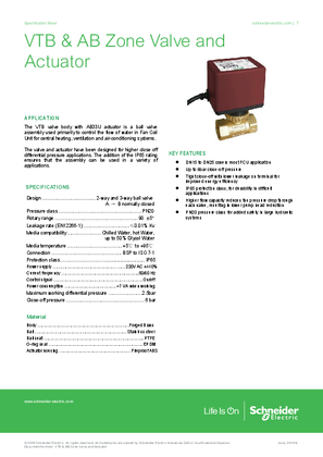 VTB & AB Zone Valve and Actuator Ficha técnica | Schneider Electric