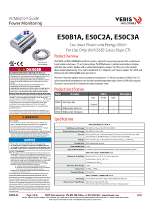 E50B1A, E50C2A, E50C3A Compact Power and Energy Meter For Use Only With ...