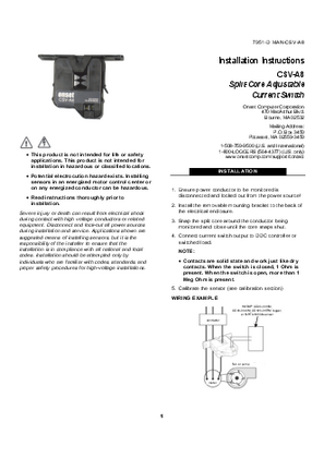 Onset CSV-A8 Split-Core Adjustable Current Switch - Installation Instructions | Schneider Electric