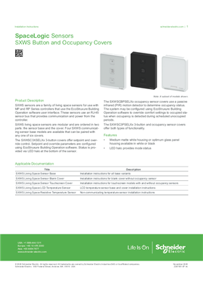 SpaceLogic Sensors - SXWS Button and Occupancy Covers - Installation ...