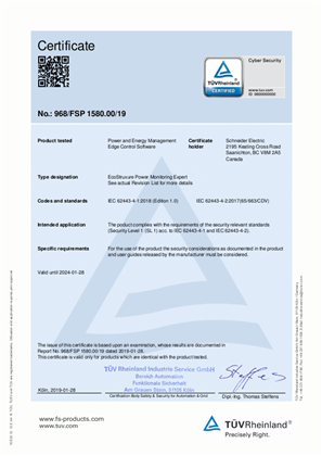 PME Cybersecurity IEC 62443 Certificate | Download Schneider Electric