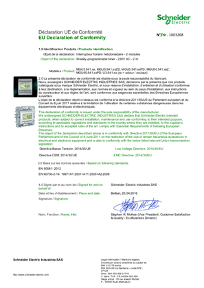 Déclaration UE de Conformité Déclaration de conformité | Schneider Electric