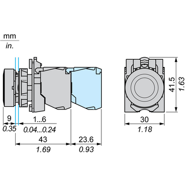 XB5AA41N - Push button, Harmony XB5N XB7N, plastic, flush, red, 22mm ...