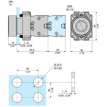XB2BA21C - Complete push button, Easy Harmony XB2, metal, flush, black, 22mm, spring return ...