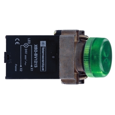 XB2BV1243 - round pilot light Ø 22 - IP 65 - green - integral LED - 240 ...