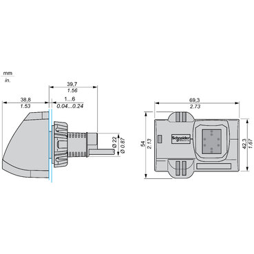 XB5S7B2L2 - Biometric switch monostable RGPD, plastic, Ø22, connection ...