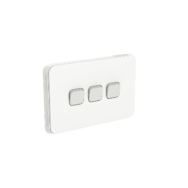 3043HA-VW - Flush Switch, Clipsal Iconic, Horizontal Mount, 3 Gang, 1 ...