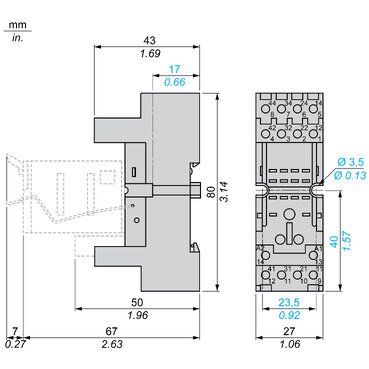 RXZE2M114M - Harmony Relay RXM - embase contacts mixés - RXM2/4 - racc ...