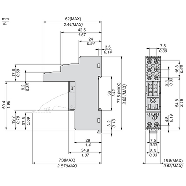 RGZE1S48M - socket RGZ - separate contact -5 A - 250 V - Screw ...