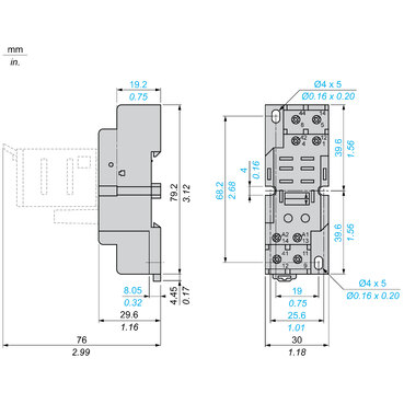 RPZF2 - Harmony, plugin relay socket, mixed contact, 16 A, 250 V, screw ...