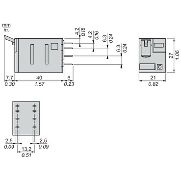 RXM2AB2BD - Miniature Plug-in relay - Harmony RXM 2 C/O 24 V DC 12 A ...