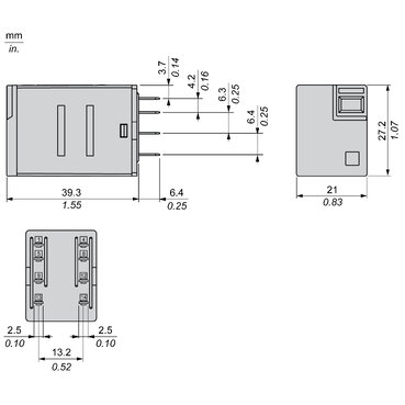 RXM2LB2BD - Miniature plug-in relay, 5 A, 2 CO, with LED, 24 V DC ...