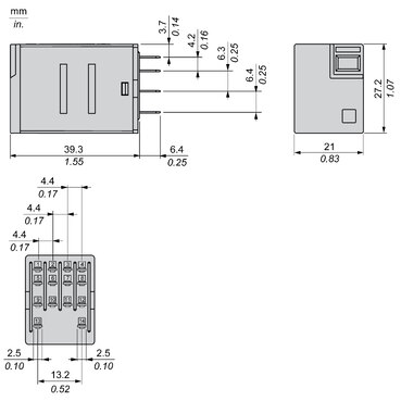 RXM4LB2P7 - miniature plug-in relay - Harmony RXM2L - 4 C/O - 230 V AC - 3 A - with LED ...