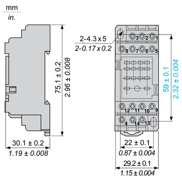 RXZE1M4C - socket RXZ -mixed contact - 7 A - 250 V - screw clamp - for relay RXM2.., RXM4 ...