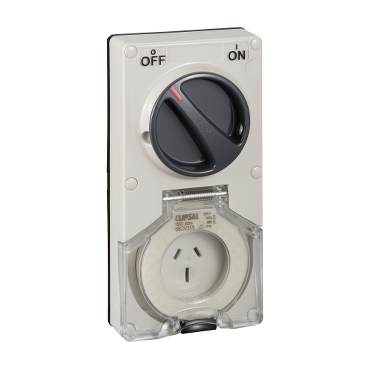 56CV315LE-GY - Switched Socket, Clipsal - 56 Series, Vertical IP66 3 ...