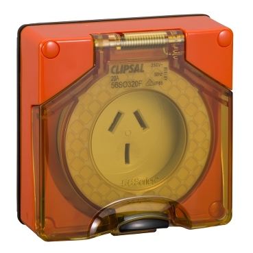 56SO320FLE-RO - Clipsal - 56 Series, Socket Outlet Surface 3 PIN Flat ...