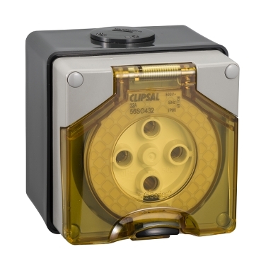 56SO432-CG - Surface Socket, Clipsal - 56 Series, IP66, 500V 32A - 4 ...