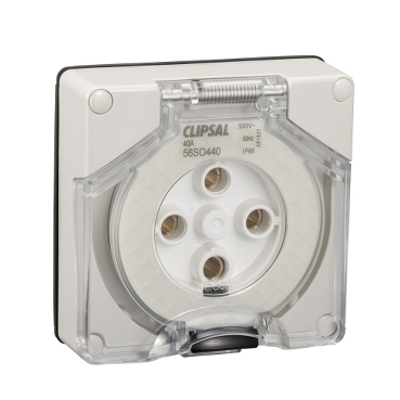 56SO440LE-GY - Socket Outlet, Clipsal - 56 Series, Surface 4 PIN Round ...