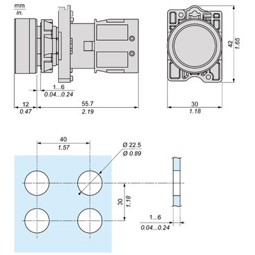 push to open button size