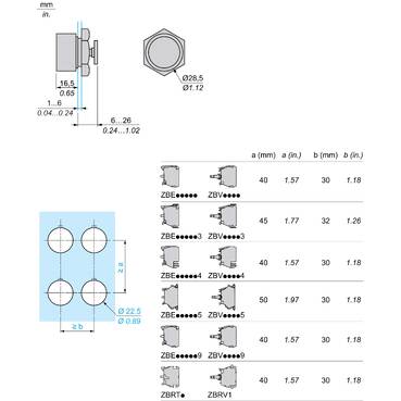 XB4BA822 - Manual overload reset push button, Harmony XB4, black flush ...