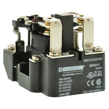 8501CO22V08 - Power Relay, Type C, 20A resistive at 110 VDC, DPDT, 2 ...