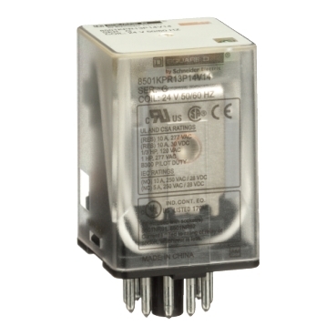 8501KPR13P14V14 - Plug in relay, Type KP, tubular, 1 HP at 277 VAC, 10A ...