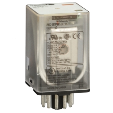 8501KPR13P14V24 - Plug in relay, Type KP, tubular, 1 HP at 277 VAC, 10A ...