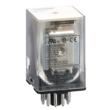 8501KPR13V24 - Plug in relay, Type KP, tubular, 1 HP at 277 VAC, 10A ...