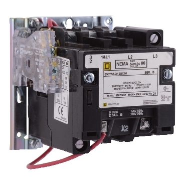 8502SBO1V02X11 - NEMA Contactor, Type S, nonreversing, Size 0, 18A, 2 ...